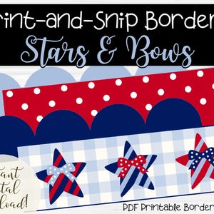 Patriotic Bulletin Board Borders Red, White & Blue Bows Printable ...