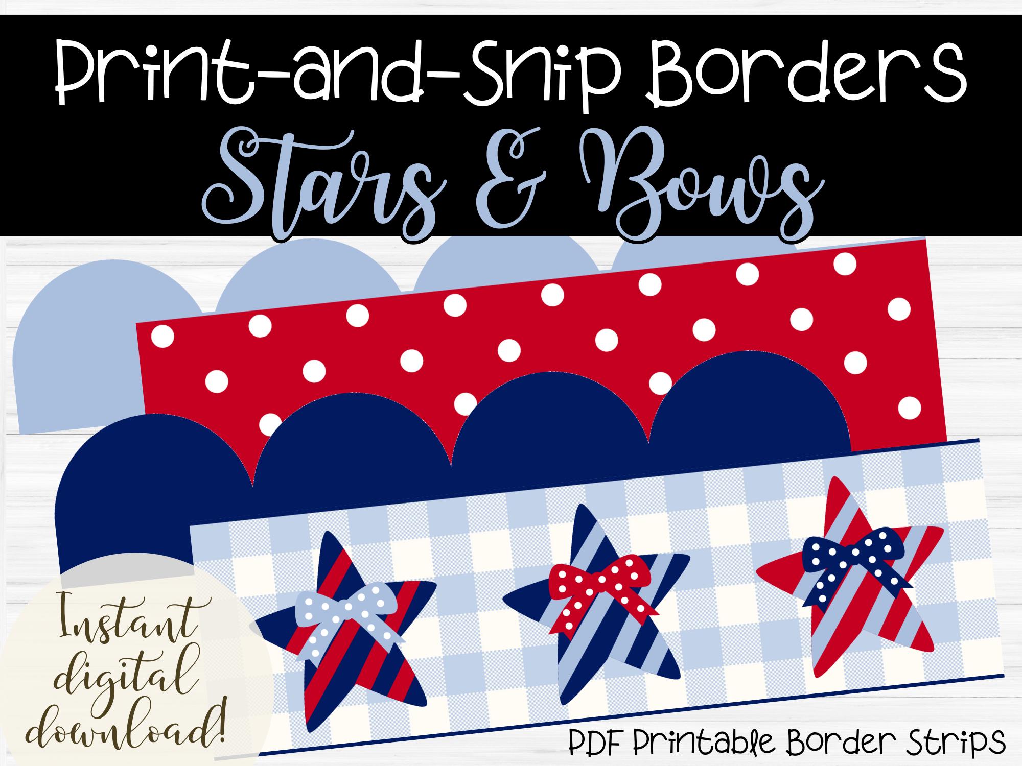 Patriotic Bulletin Board Borders Red, White & Blue Bows Printable ...