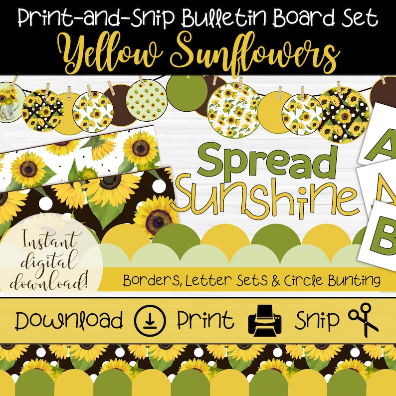 Sunflower Bulletin Board Set | Printable Sunflower Themed Borders ...