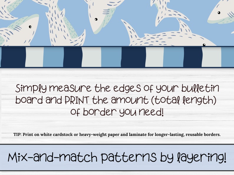 Nautical Bulletin Board Border Strips Printable Shark - Etsy Australia
