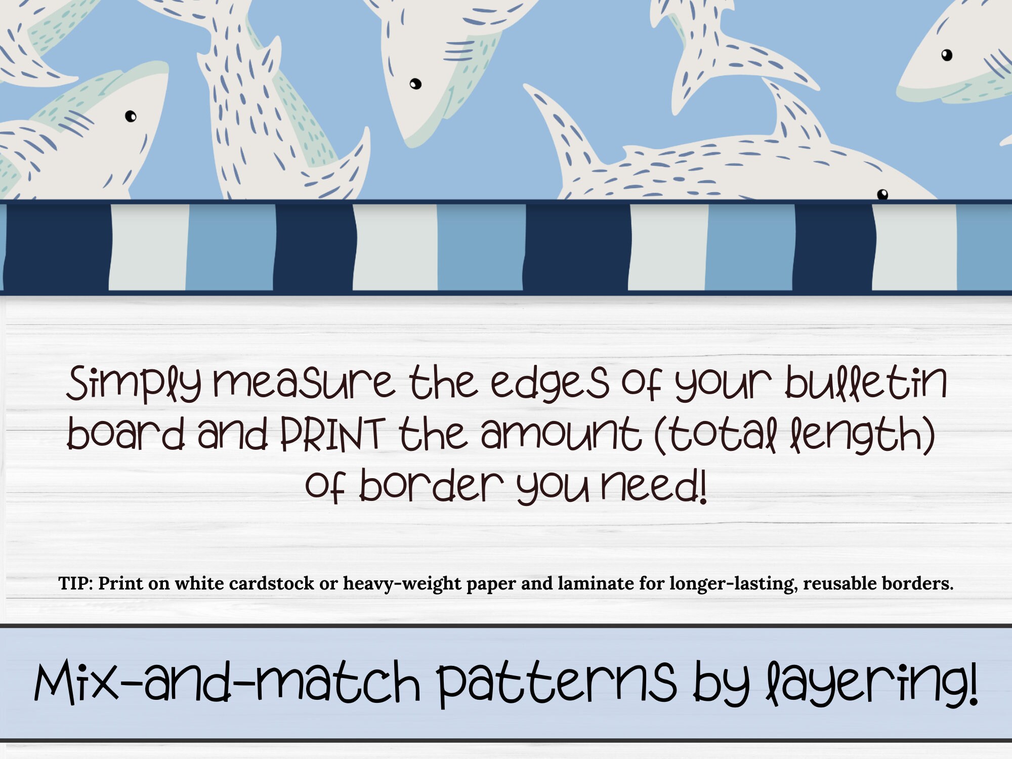 Nautical Bulletin Board Border Strips Printable Shark - Etsy Australia