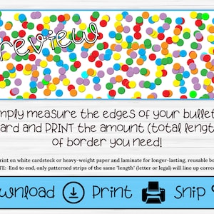 Bulletin Board Border in Confetti Print, Printable Trim for Classroom ...