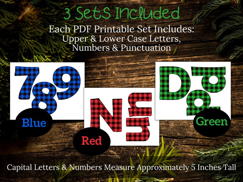 Buffalo Plaid Printable Letters for Holiday Bulletin Boards, Signs ...