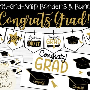 Graduation Bulletin Board Borders & Bunting Banner Flags ...