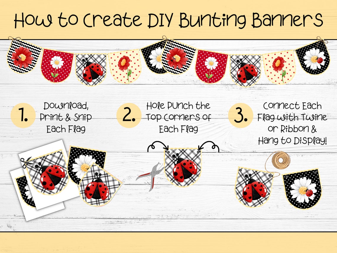 Ladybugs and Gerbera Daisies Rounded Bunting Banner Flags - Etsy