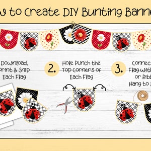 Ladybugs and Gerbera Daisies Rounded Bunting Banner Flags | Printable ...