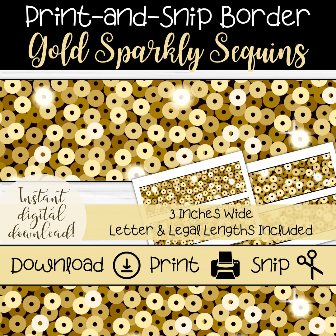 Sparkly Gold Sequin Border Strips | Printable Classroom Bulletin Board ...