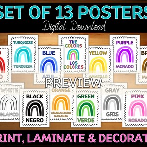 Bilingual Color Posters | Colors of the Rainbow Theme | Printable ...