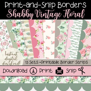 Vintage Floral Bulletin Board Border Strips | Printable Shabby Chic ...