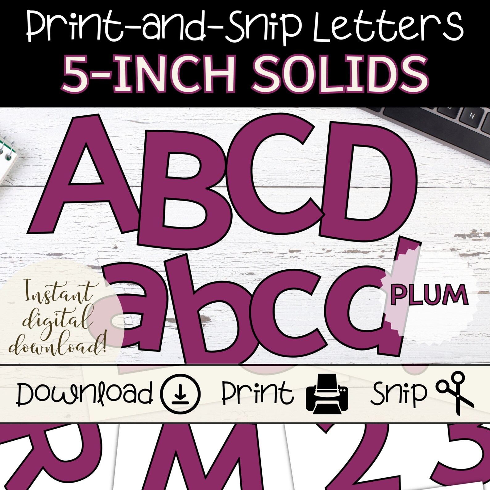 Plum Purple Bulletin Board Letters Printable Letters for Classroom ...