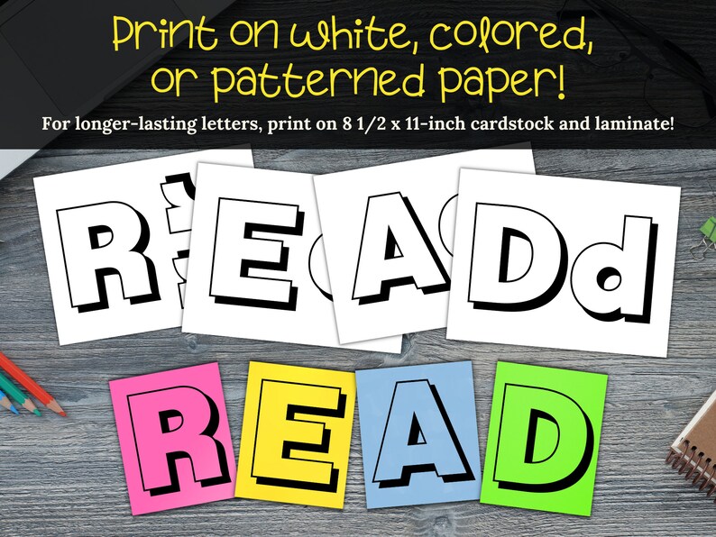 Bulletin Board Block Letters Printable 3D Shadow Letters & - Etsy