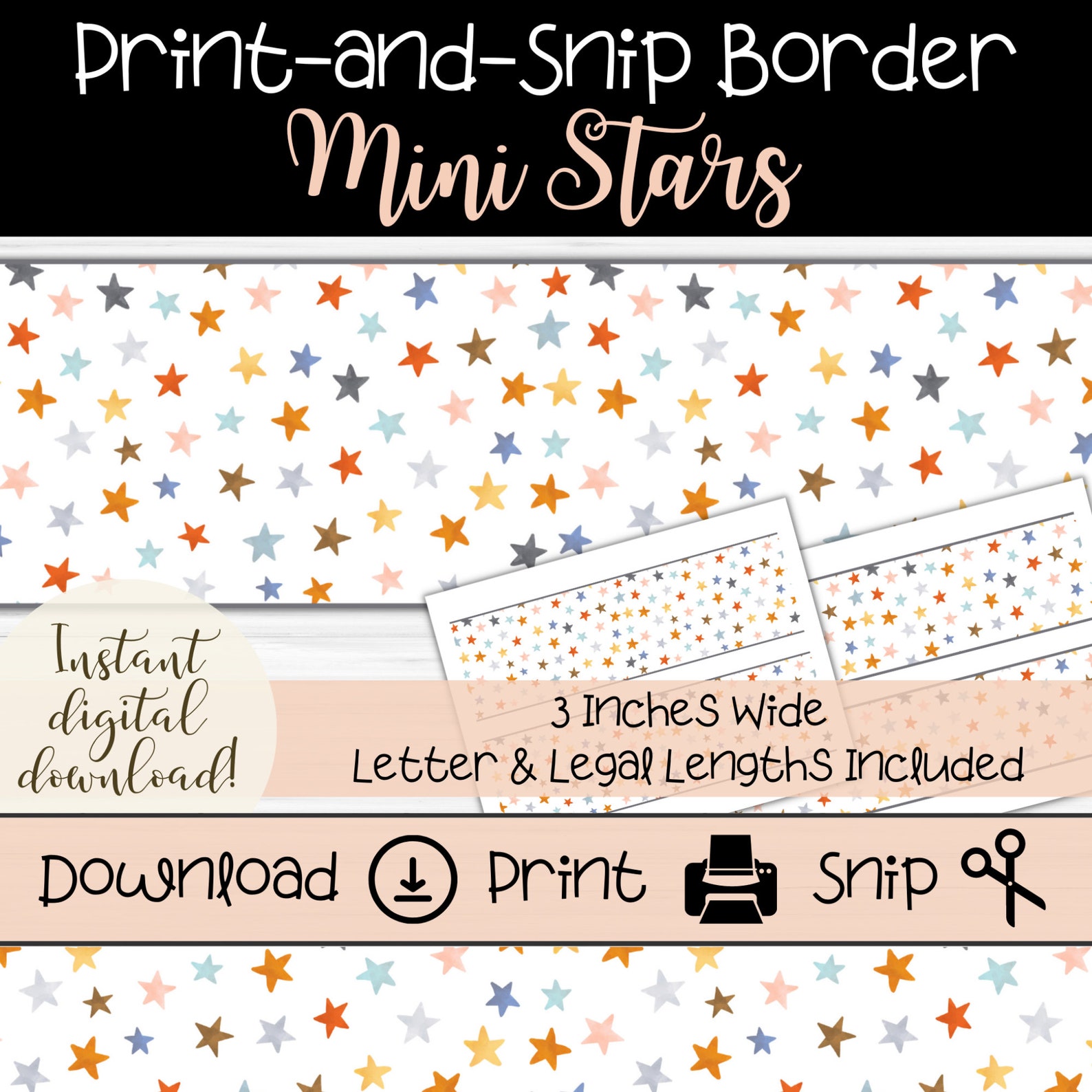 Printable Bulletin Board Border in Mini Stars Pattern Trim for ...