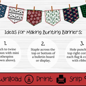 Cozy Rustic Winter Bunting Banner Flags | Printable Bulletin Board ...