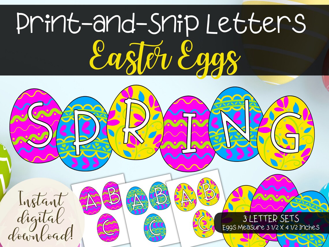 Printable Easter Egg Letter Sets for Bulletin Boards, Holiday Party ...