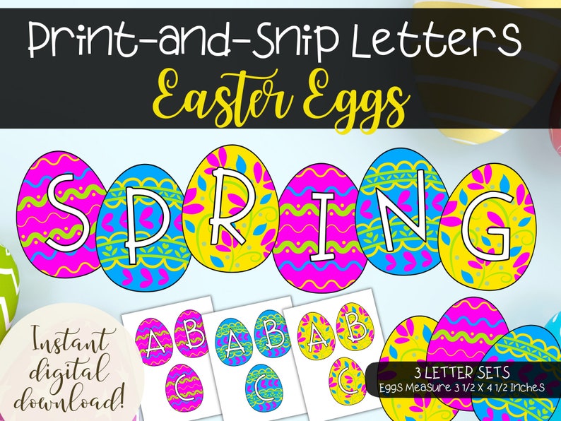 Printable Easter Egg Letter Sets for Bulletin Boards, Holiday Party ...