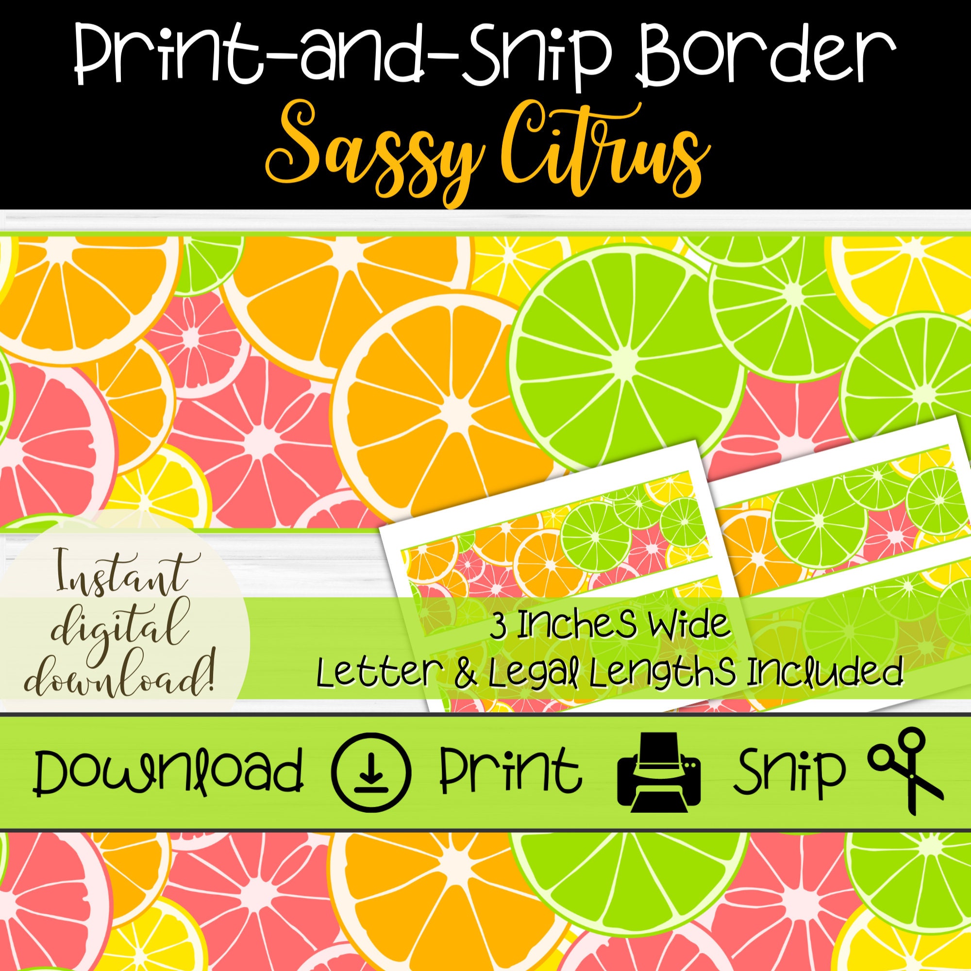 Fruit Themed Bulletin Board Border Printable Border Strips - Etsy