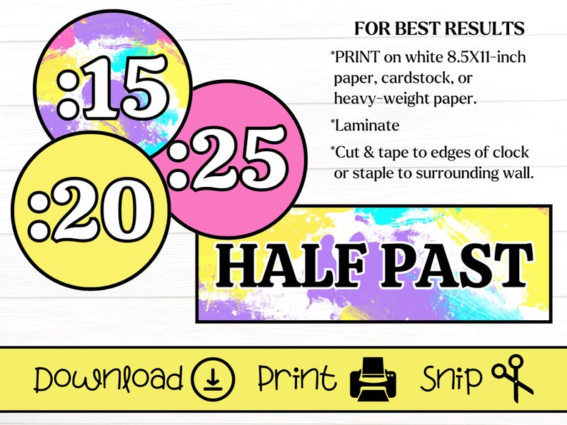 Classroom Clock Labels Telling Time Traditional Analog Clock Homeschool ...