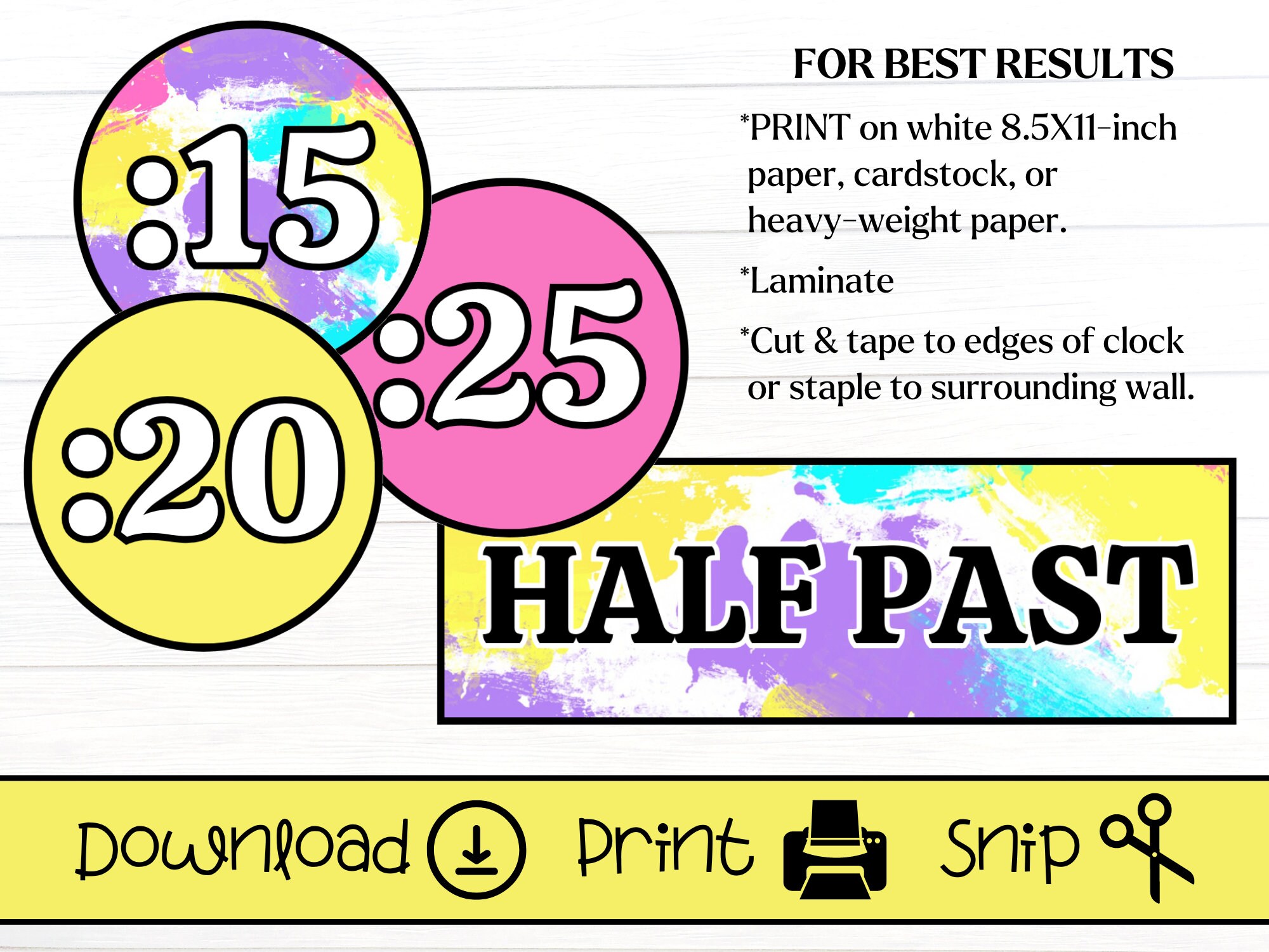 Classroom Clock Labels Telling Time Traditional Analog Clock Homeschool ...