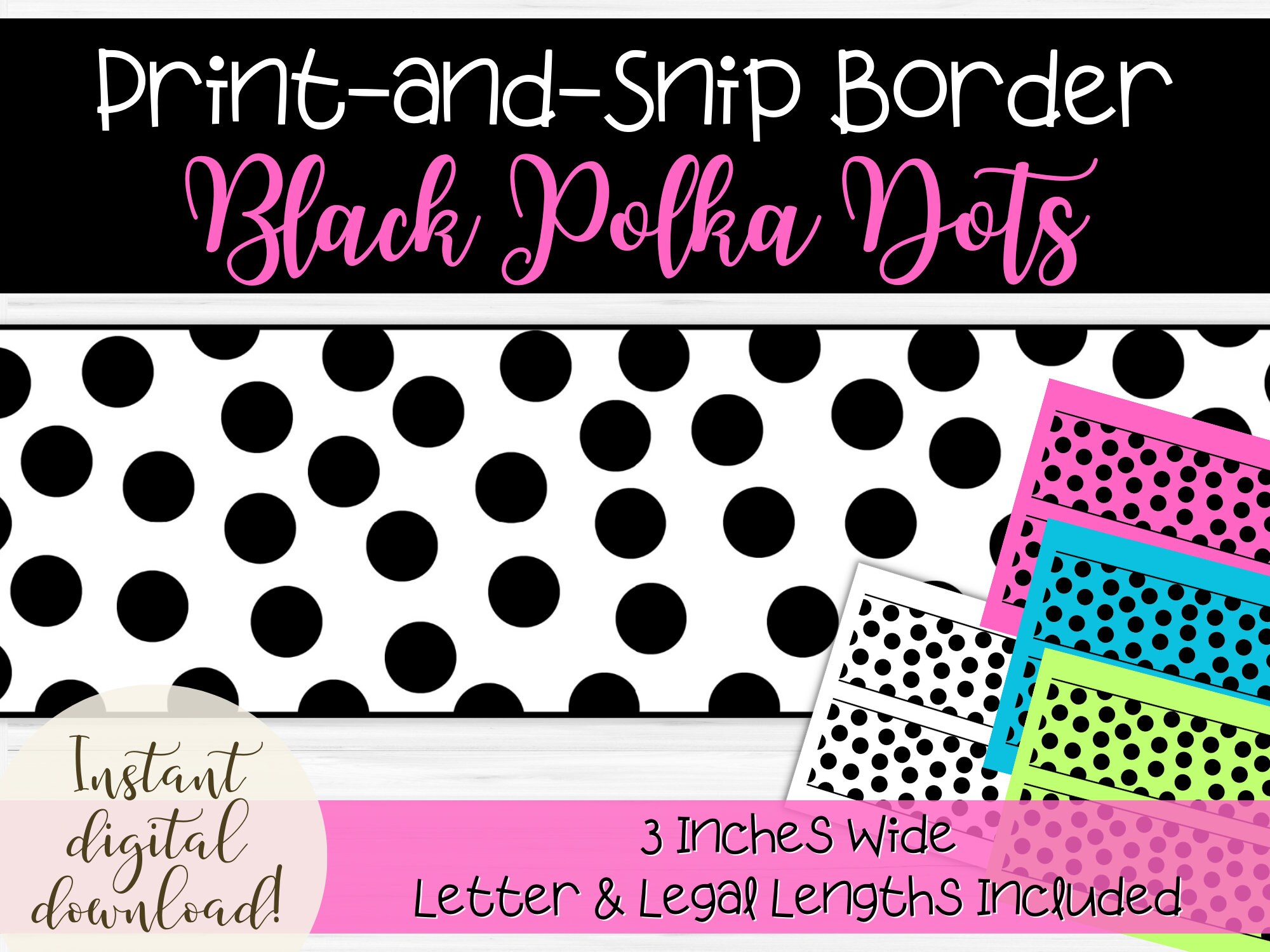 Black And White Polka Dot Bulletin Board Border
