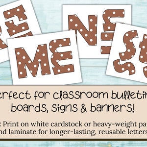 Brown Bulletin Board Letters | Printable Letter Set for Teachers | Fall ...