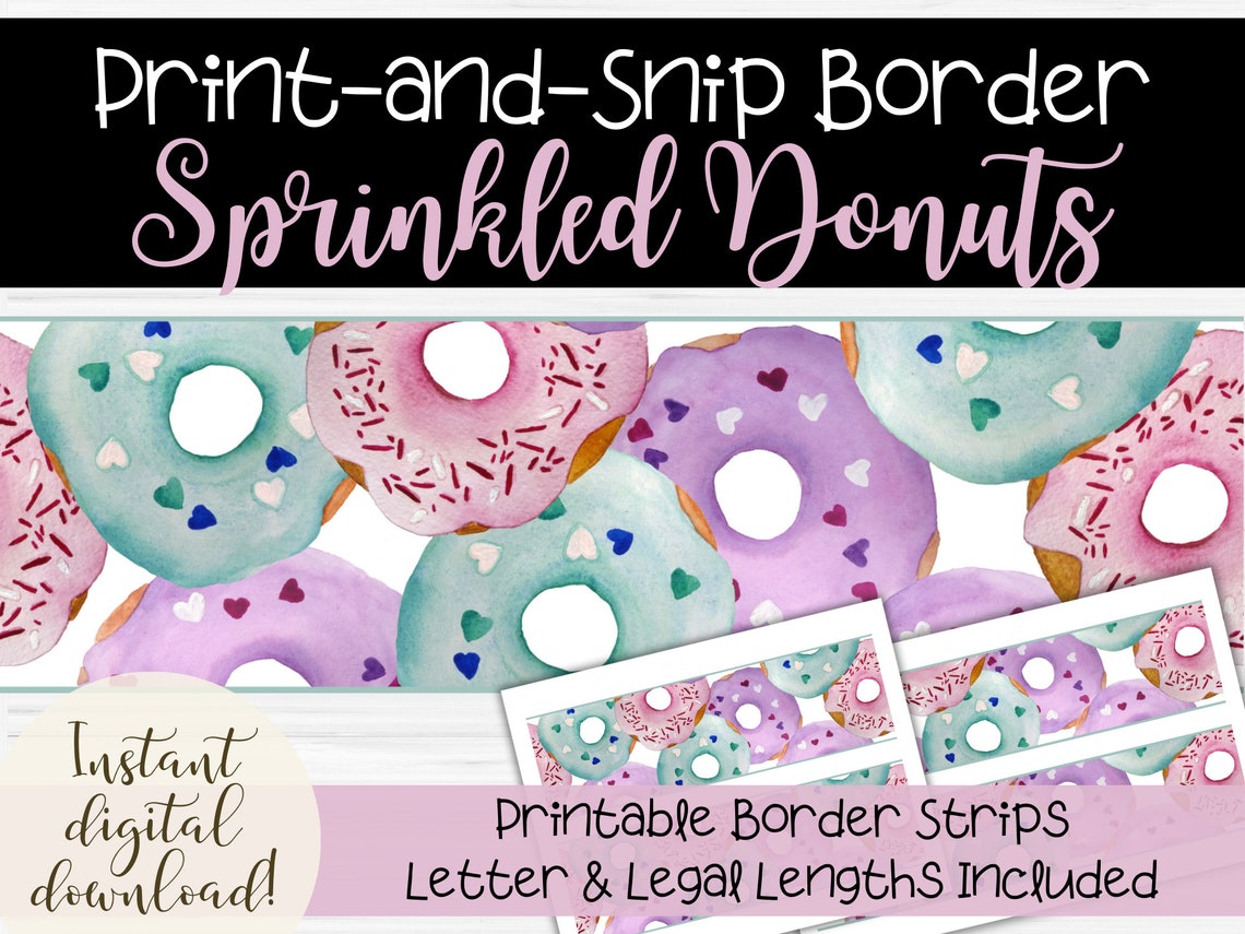 Donut Bulletin Board Border | Sprinkled Donut Trim (digital Download ...