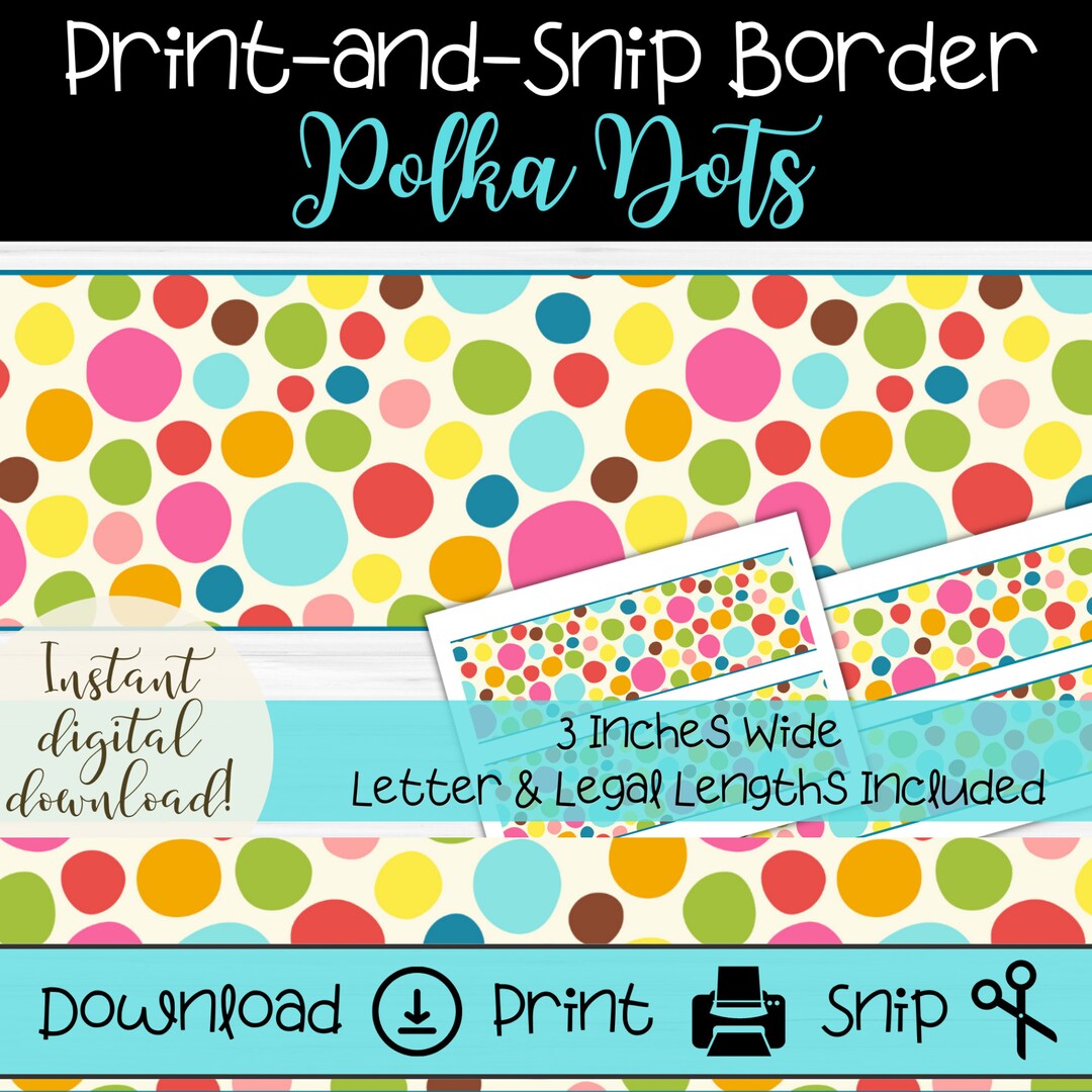 Bright Polka Dots Bulletin Board Border | Printable Trim for Classroom ...