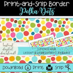 Bright Polka Dots Bulletin Board Border | Printable Trim for Classroom ...