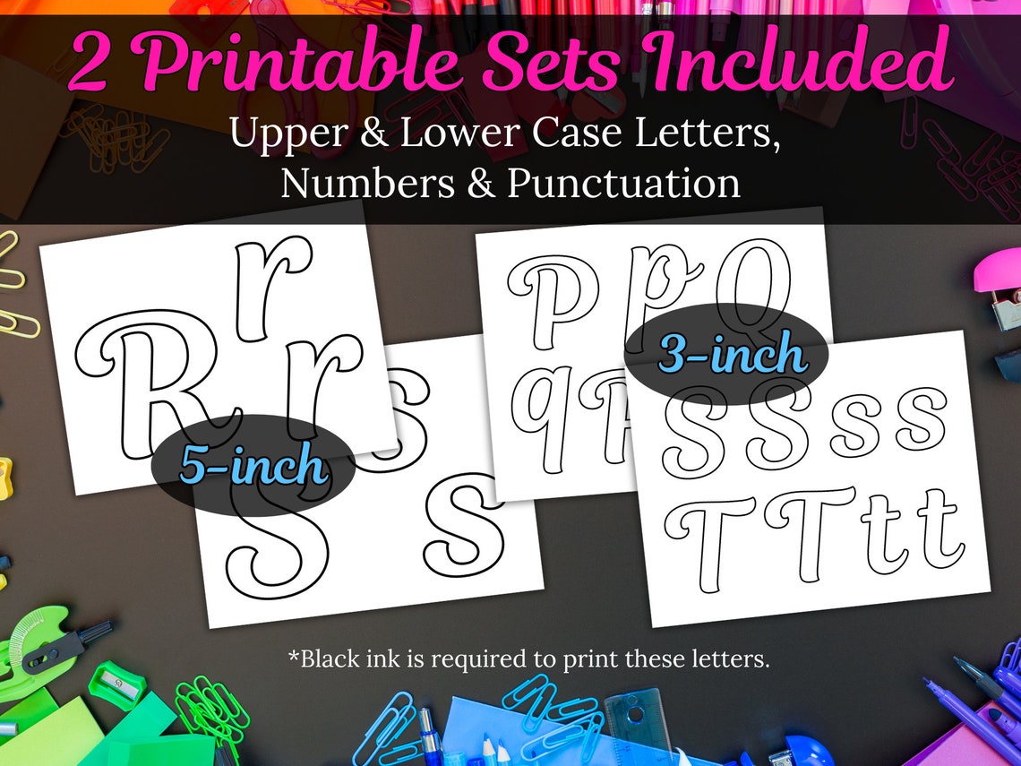 Script Font Bulletin Board Letters: 3-inch & 5-inch Stencils (PDF ...