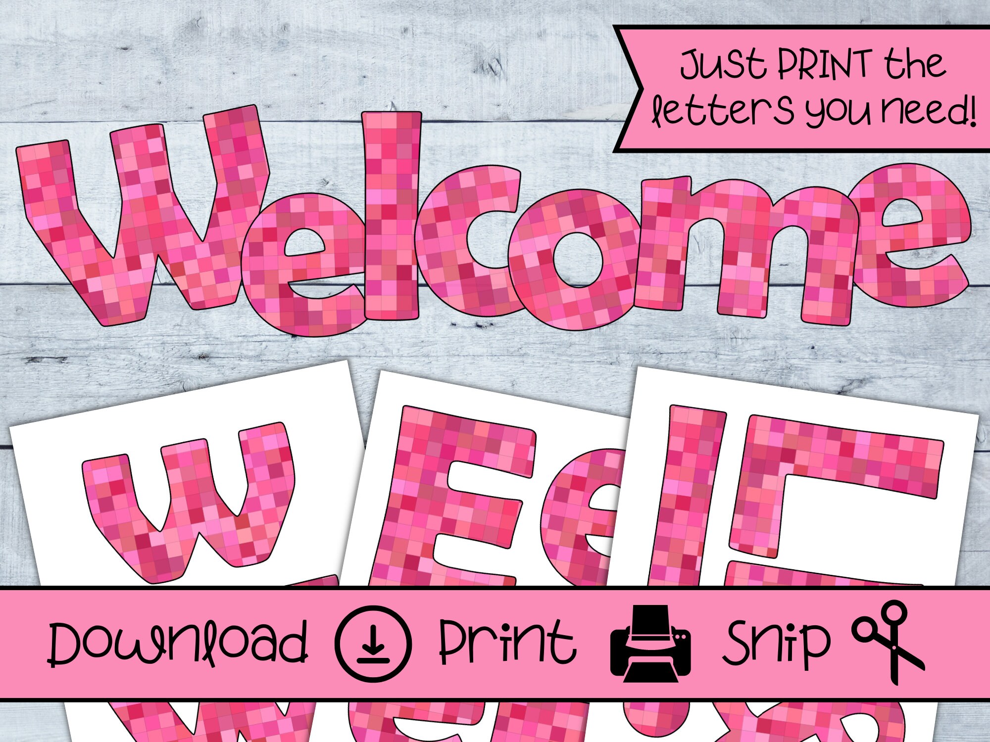 Pink Bulletin Board Letters Printable School Letter Set - Etsy