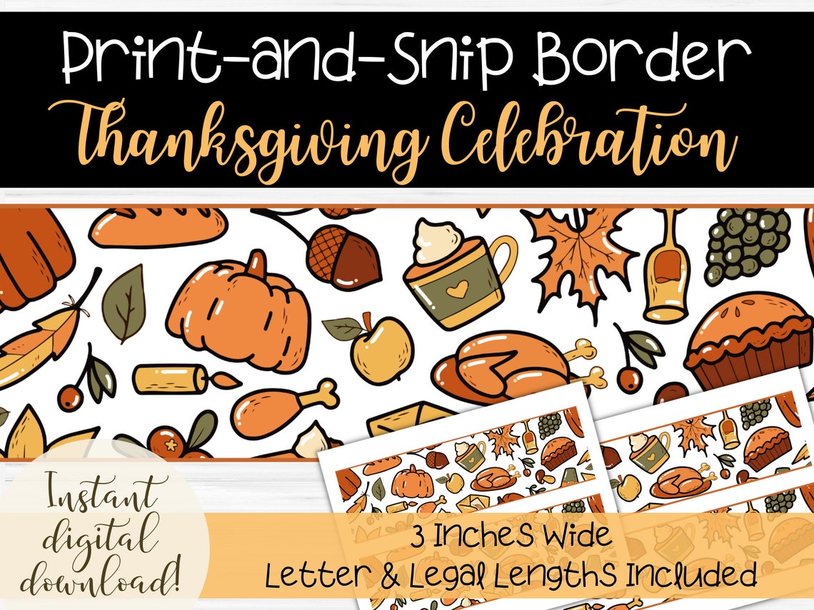 Printable Border for Thanksgiving Bulletin Boards DIY Fall - Etsy