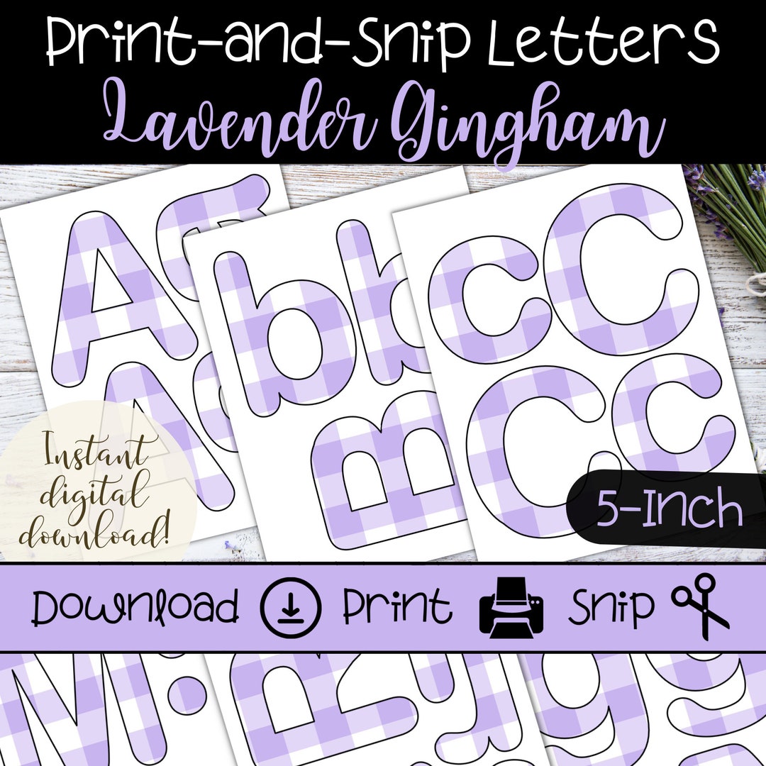 Purple Gingham Bulletin Board Letters: Pastel Printable Set (PDF) - Etsy