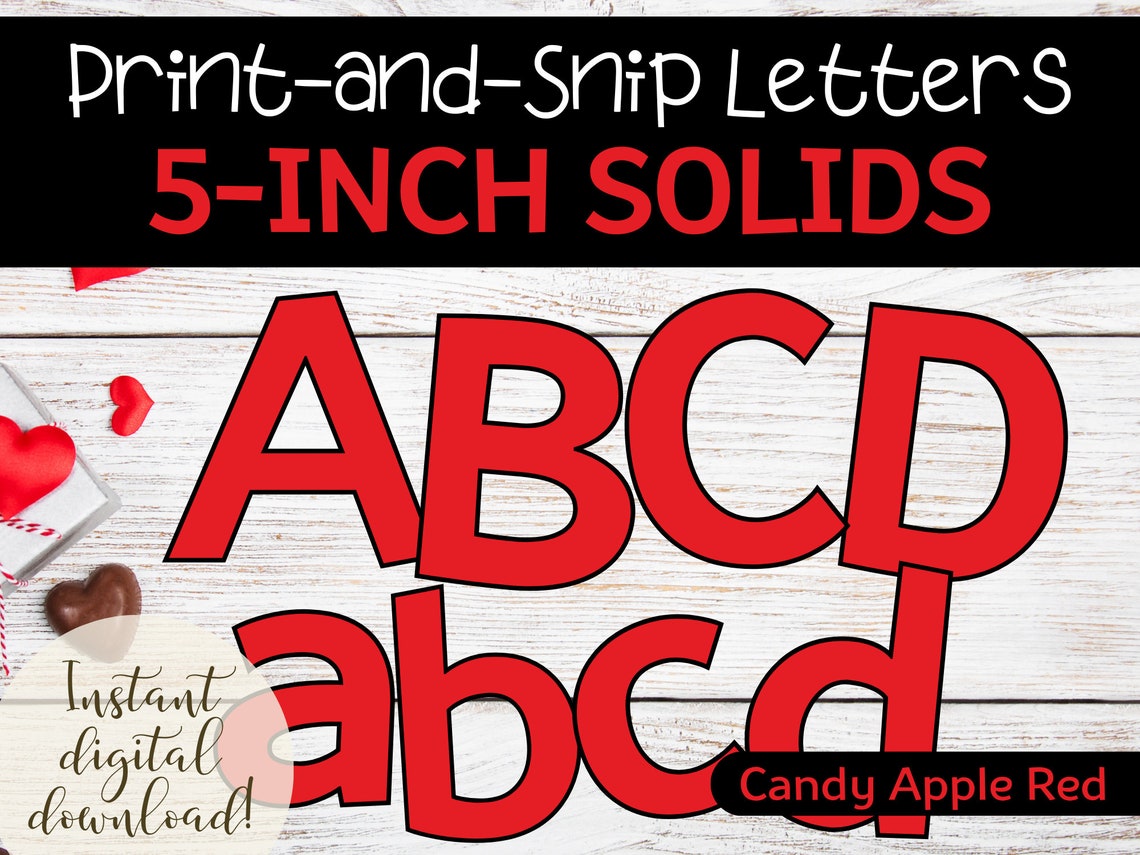 Candy Apple Red Bulletin Board Letters, Printable 5-inch Block Alphabet ...