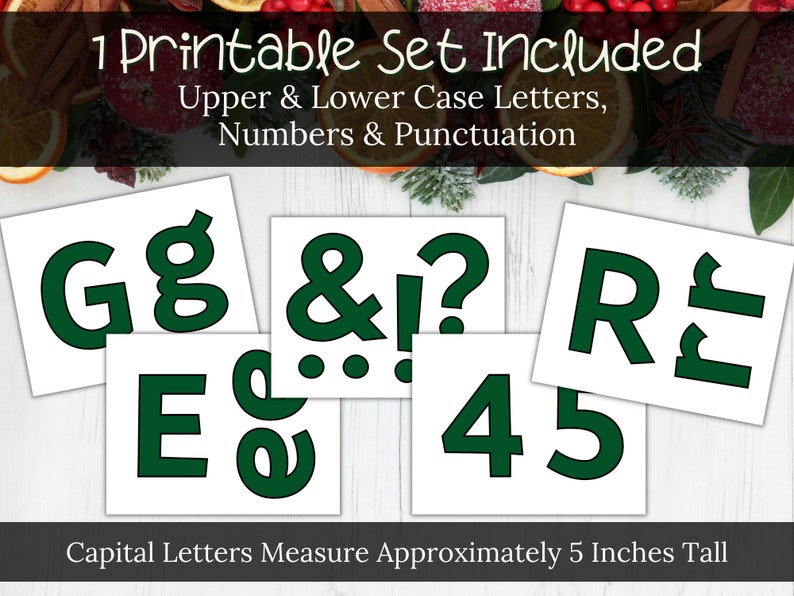 Forest Green Bulletin Board Letters | Printable 5 Inch Letter Set ...