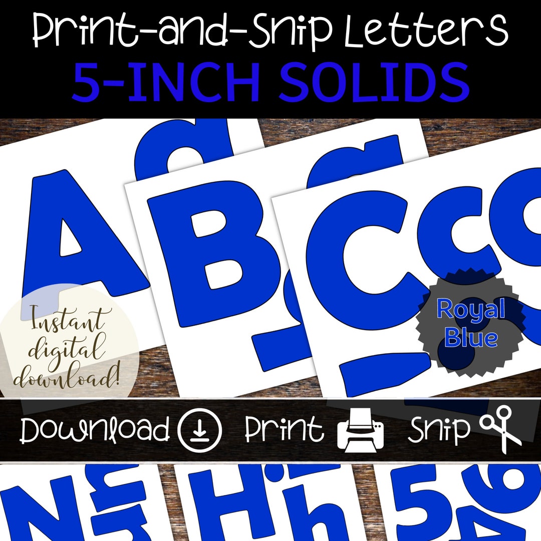Printable Bulletin Board Letters in Royal Blue, Print on Demand 5 Inch ...
