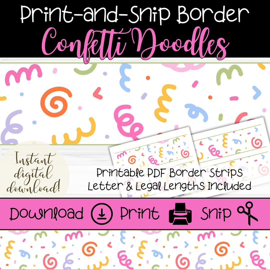 Confetti Doodles Bulletin Board Border | Printable Classroom Decor (PDF ...