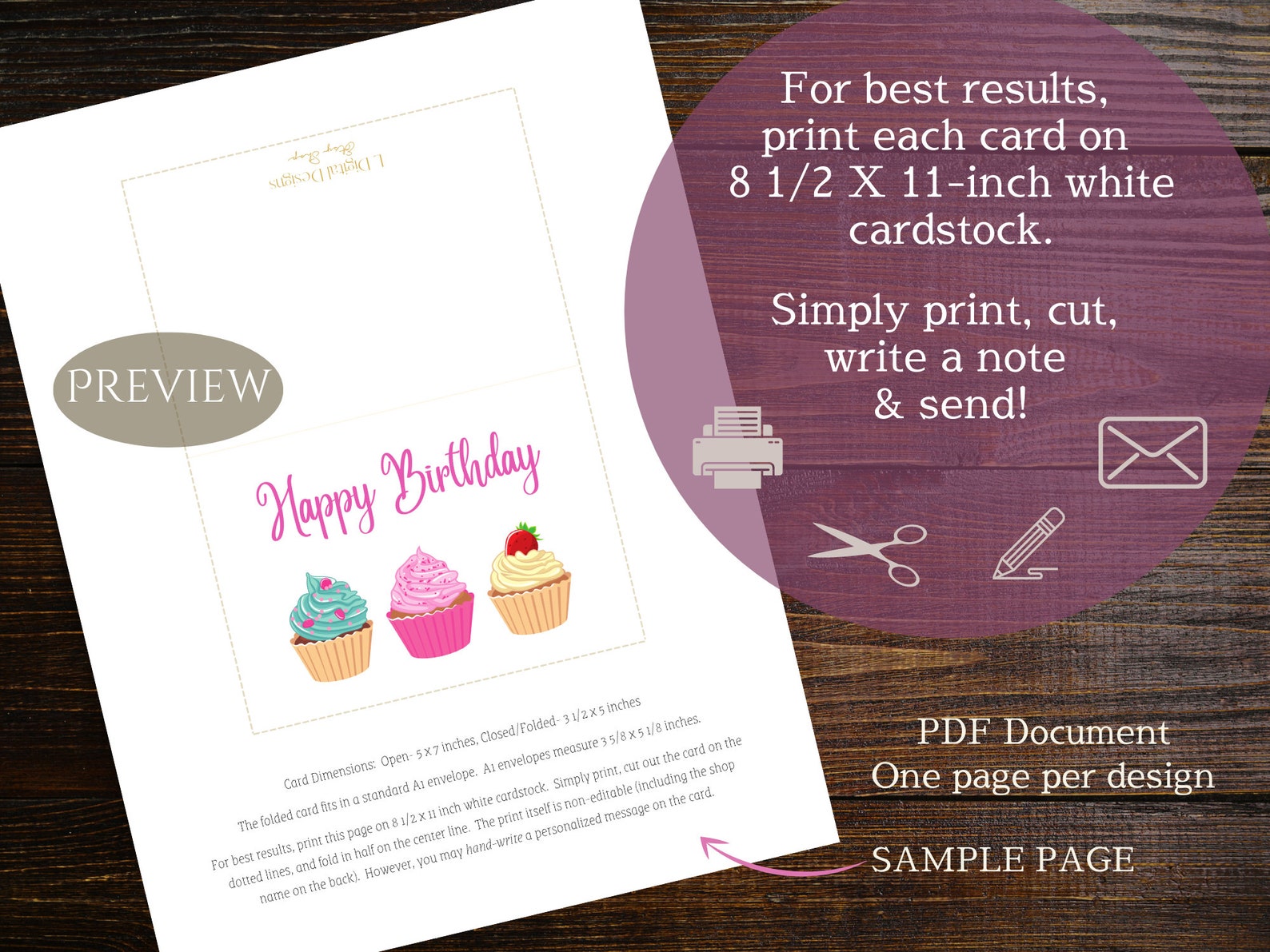 Printable Birthday Celebration Cards 3.5X5 Inch Greeting - Etsy