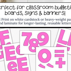 Bright Pink Bulletin Board Letters | Printable Letter Set | Classroom ...