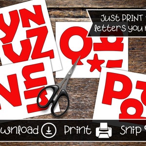 Bright Red Bulletin Board Letters | Printable Red Letter Set | 5 Inch ...