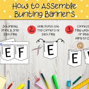 Bunting Banner Flags | Printable Classroom Sign | Black Ink Letters ...