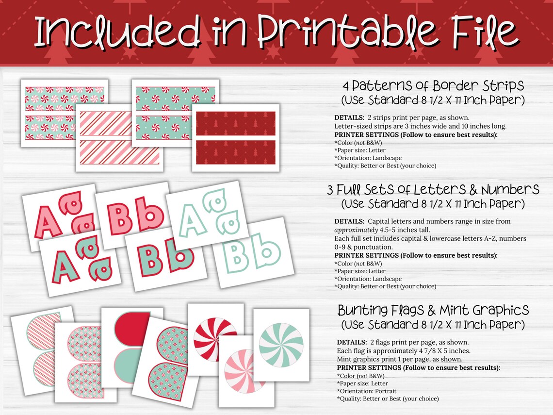 Mint Candy Holiday Bulletin Board Set Pink Green & Red - Etsy