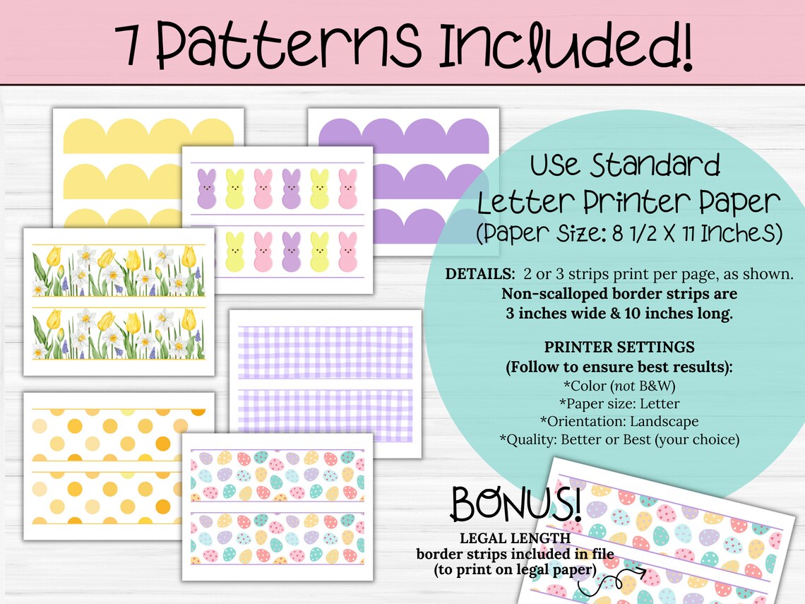 Easter Bulletin Board Printable Borders | Bunnies, Eggs, Tulips ...