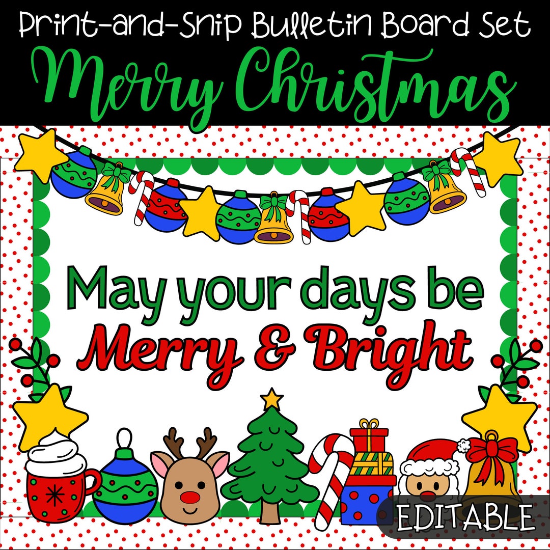 Christmas Bulletin Board Kit Printable Classroom Bulletin Board Set ...