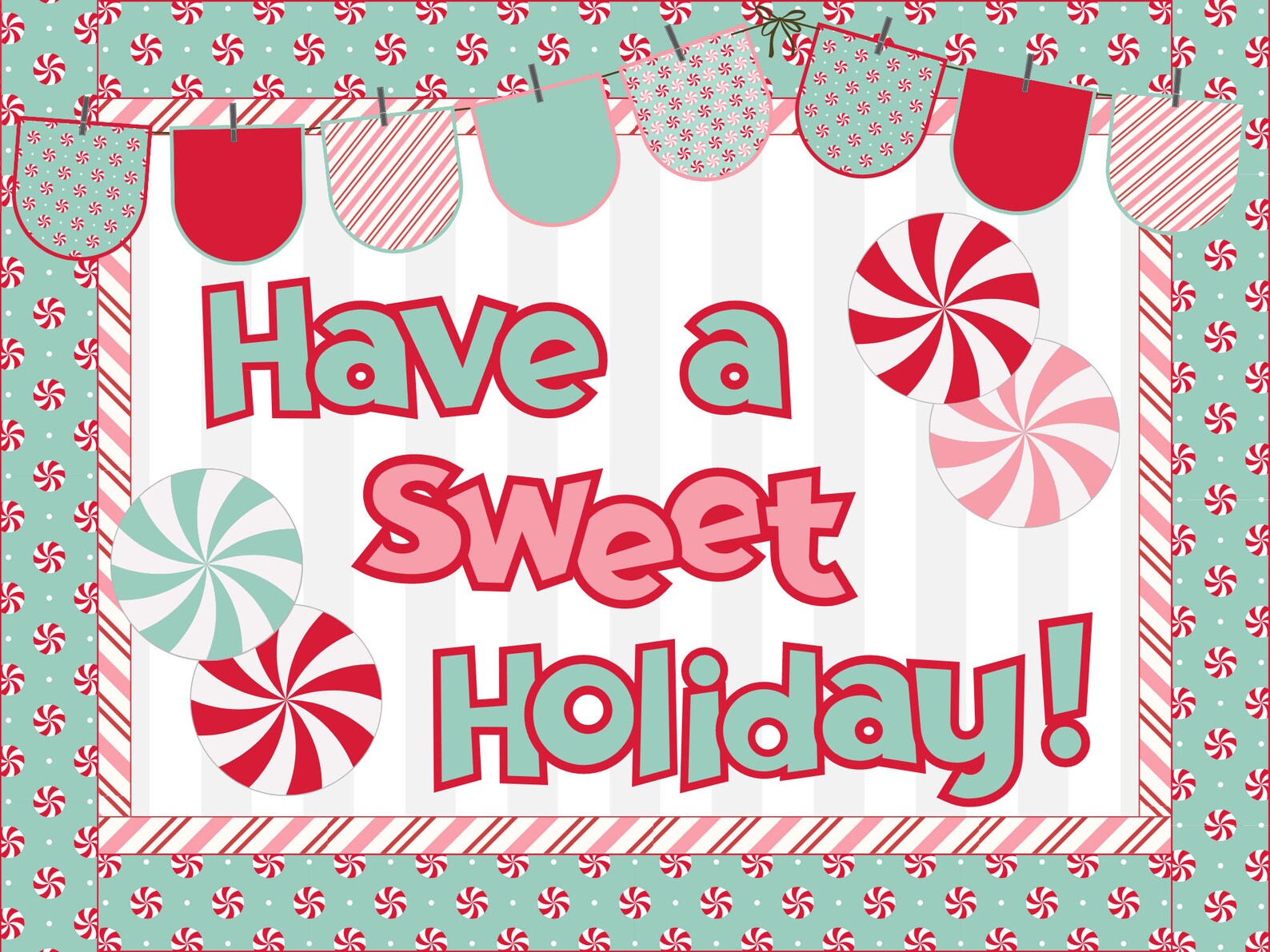 Mint Candy Holiday Bulletin Board Set Pink Green & Red - Etsy