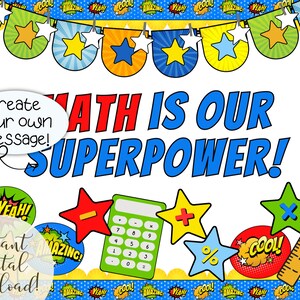 Math Bulletin Board Kit, Printable Classroom Set, Math Teacher Decor ...