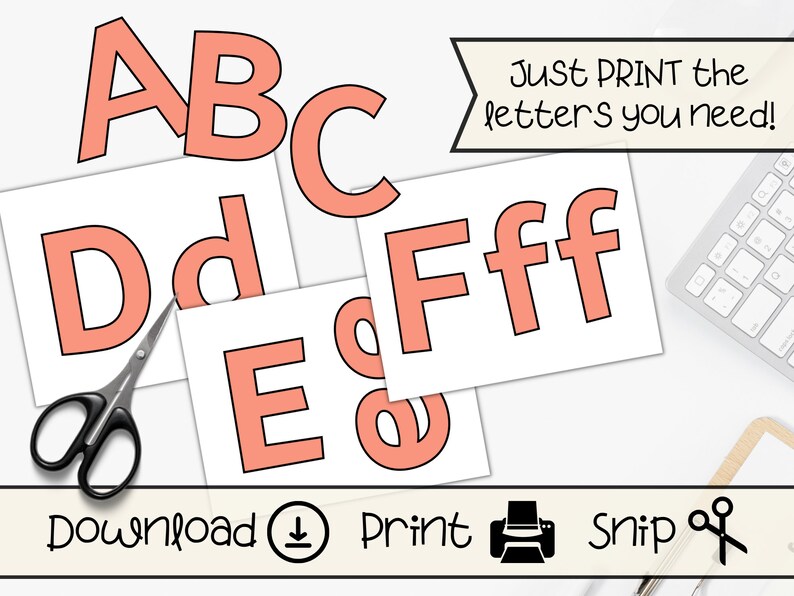 Coral Pink Bulletin Board Letters: Printable Teacher Decor (digital ...