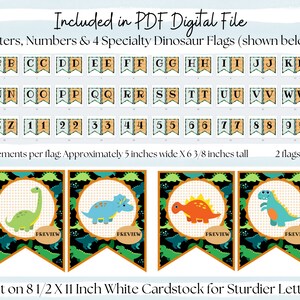 Printable Dinosaur Themed Bunting Banner Letters, DIY Birthday Party ...