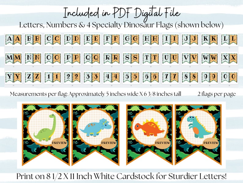 Printable Dinosaur Themed Bunting Banner Letters DIY Birthday - Etsy