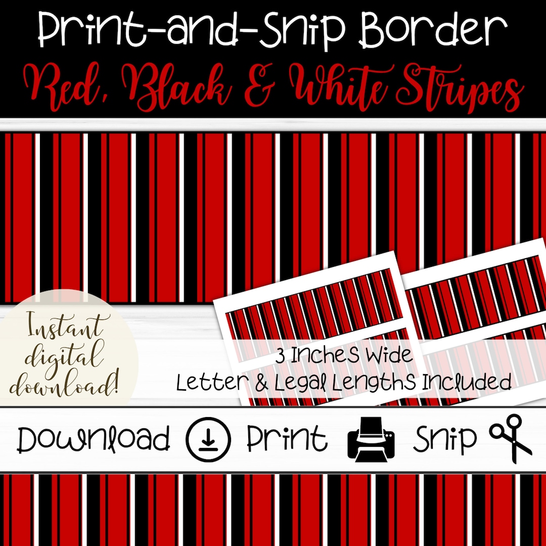 Bulletin Board Border Strips | Red, Black & White Striped Trim ...