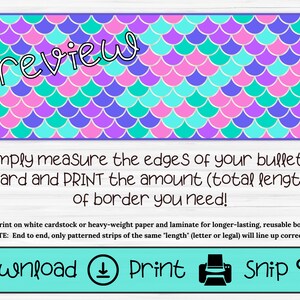Mermaid Scales Bulletin Board Border: Hot Pink, Blue & Purple (digital ...