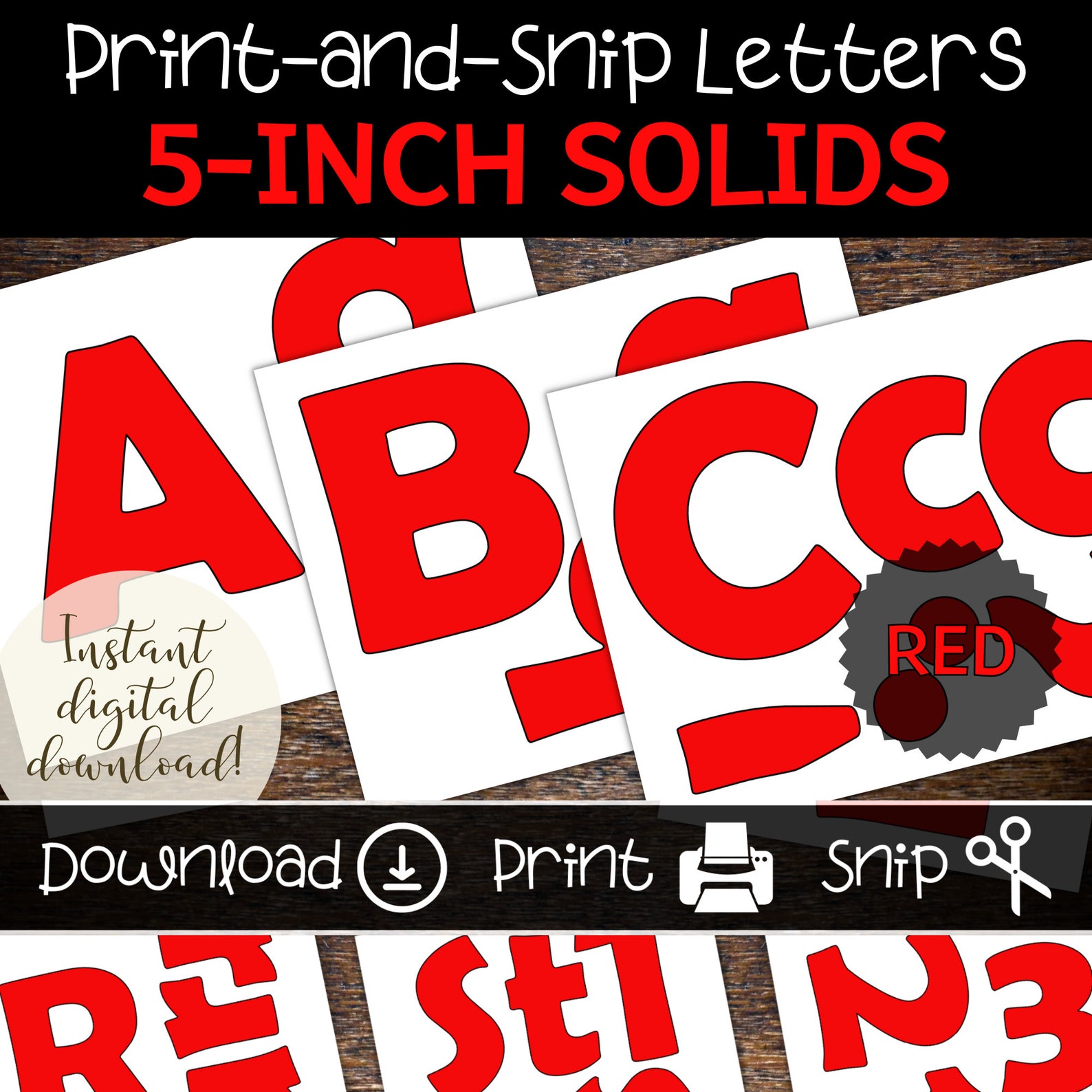 Red Bulletin Board Letter Set, Printable Digital Download for Teachers, DIY Class and Party ...
